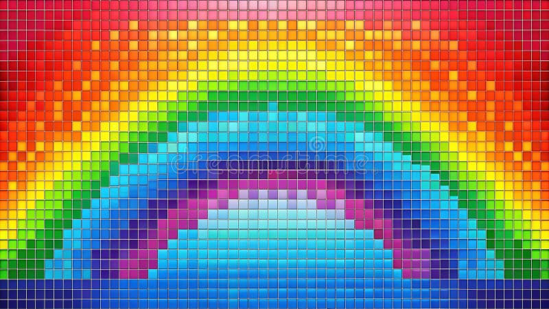 A Vibrant and EyeCatching Pixelated Rainbow Mosaic Grid Background ...