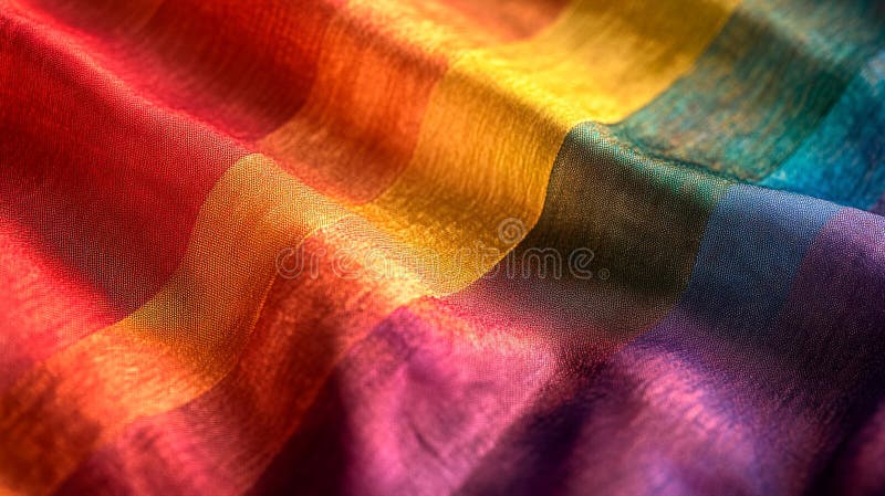 Colorful Fabric with Rainbow Stripes Displayed in Vibrant Light ...