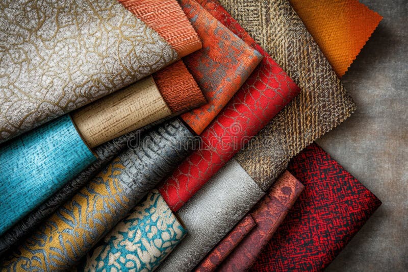 Vibrant Fabric Wall Coverings Display Stock Illustration - Illustration ...