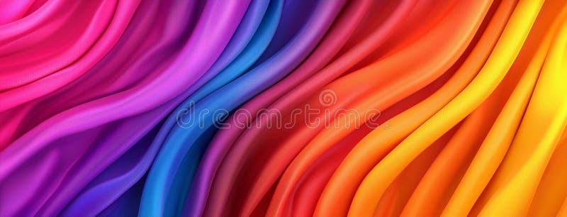 Vibrant Fabric Waves in Rainbow Colors Create Stunning Visual Effect ...