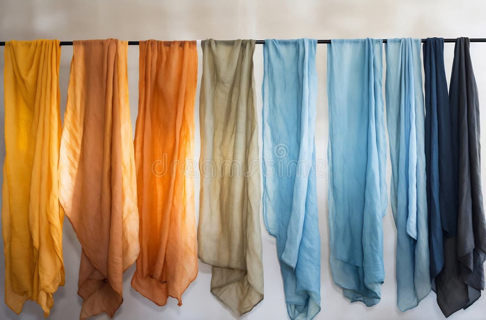 Vibrant Fabrics Draped on Wall Hooks Stock Photo - Image of home ...