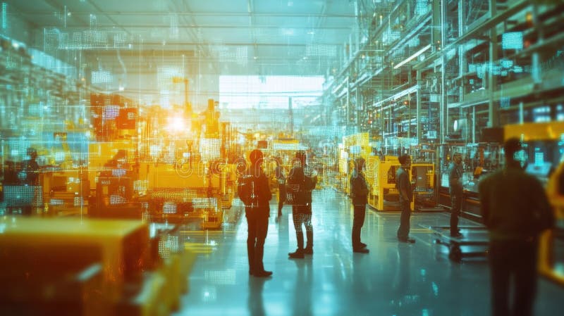 A Vibrant Factory Floor Showing Diverse Workers Engaged in Assembly ...