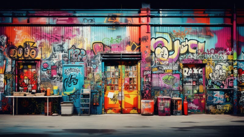 Vibrant factory wall stock illustration. Illustration of plain - 370502871