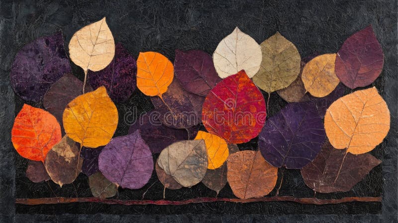 Vibrant Fall Foliage on a Textured Surface Creates a Lively Artistic ...
