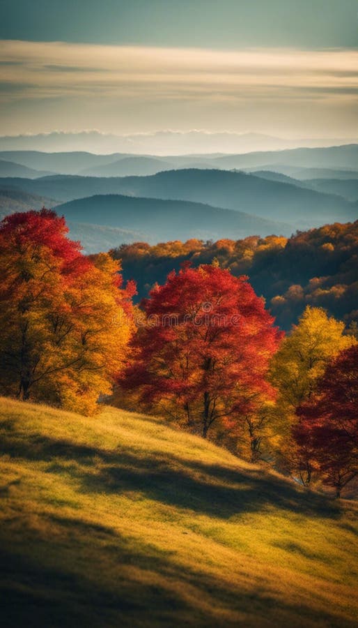 Vibrant Fall Foliage on Top of a Scenic Hillside in the Majestic ...