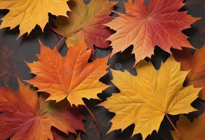 Vibrant Fall Leaves from the Same Maple Tree Stock Illustration ...