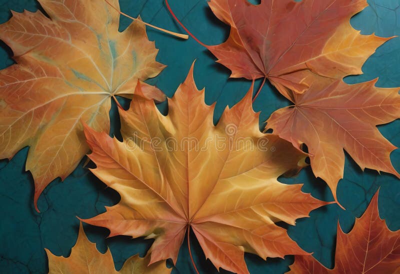 Vibrant Fall Leaves from the Same Maple Tree Stock Illustration ...