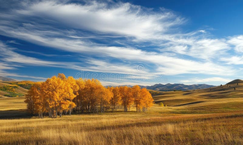 Vibrant Fall Scenery, Rolling Hills, Golden Trees, Distant Mountains ...