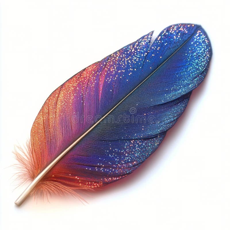 Vibrant Feather Displaying a Rainbow of Colors Against a White ...