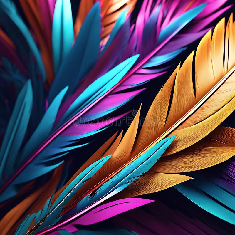 Vibrant Feather Fan stock illustration. Illustration of captivating ...