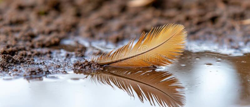 Vibrant Feather Reflection in Muddy Water Stock Illustration ...