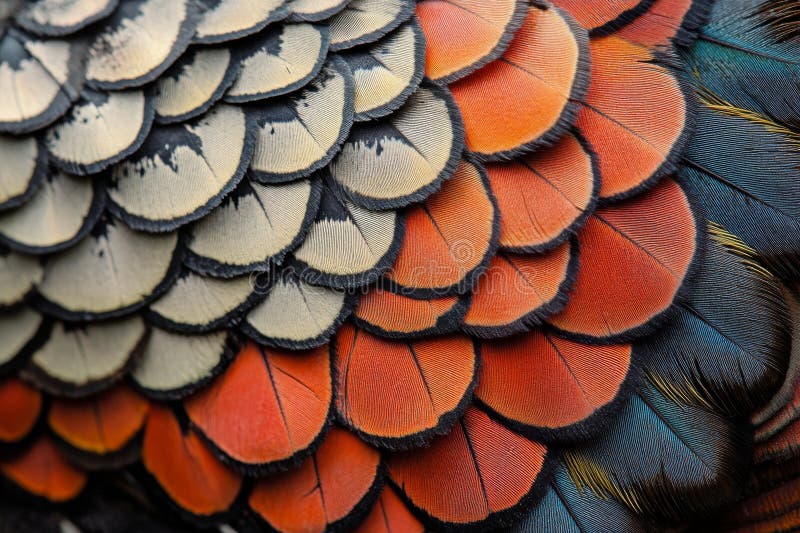 Colorful Feather Detail Showcasing Intricate Patterns and Textures of a ...
