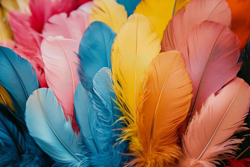 Vibrant Feathers Showcasing a Colorful Array of Patterns in Nature ...