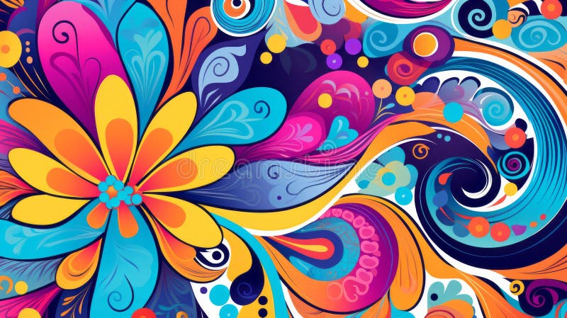Vibrant Festive Pattern, Joyful Colors, Shapes Stock Illustration ...