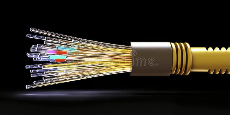 High-Speed Fiber Optic Cable with Colorful Core Wires Illuminated ...