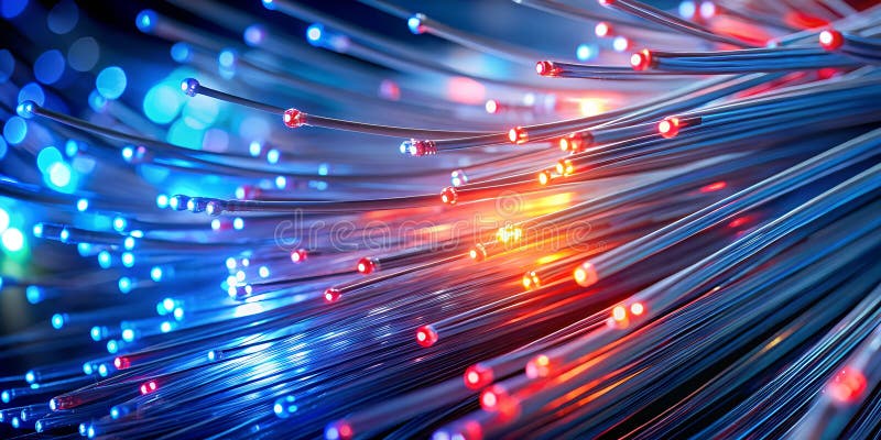 Vibrant Fiber Optic Cables High-Speed Network Technology Stock ...