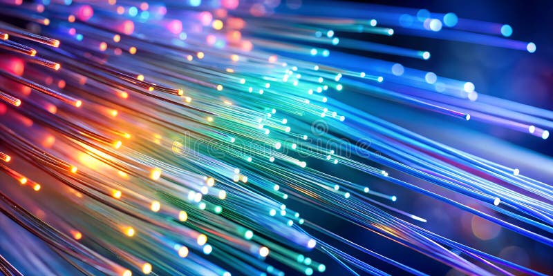 Vibrant Fiber Optic Cables High-Speed Network Technology Stock ...