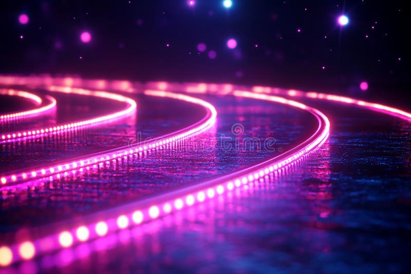 Vibrant Fiber Optic Light Trail in Pink and Purple Hues Creates ...