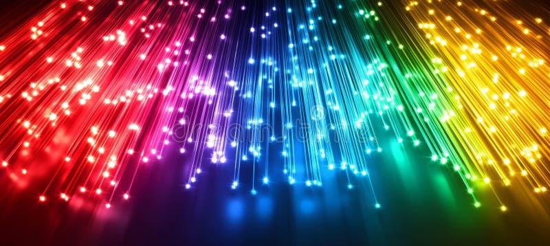 Vibrant Fiber Optic Network Connections, Abstract Technology Background ...