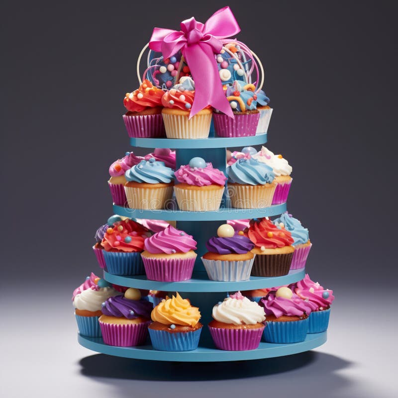 Vibrant Fiesta: a Tower of Cupcakes Igniting the Senses Stock ...