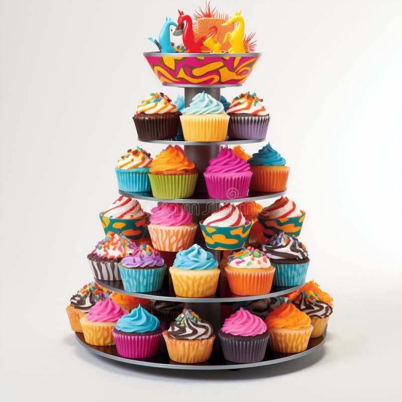 Vibrant Fiesta: a Tower of Cupcakes Igniting the Senses Stock ...