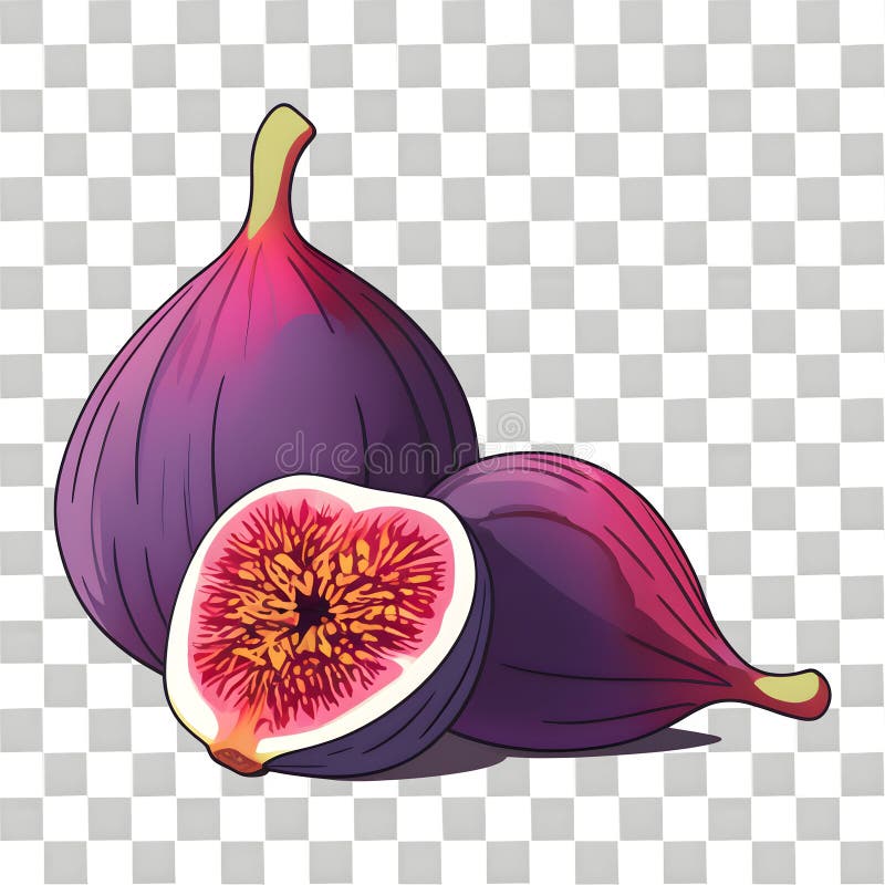 Vibrant Fig Vector Illustration with Whole and Halved View Stock ...