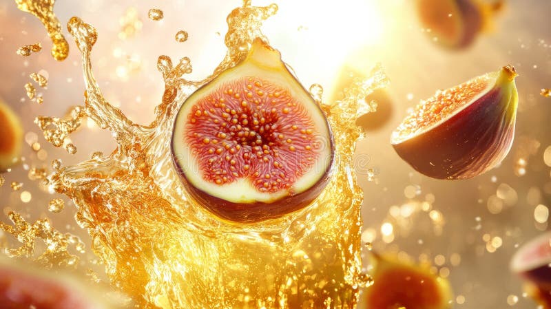 Vibrant Figs with Dripping Syrup in Dynamic Motion Stock Illustration ...