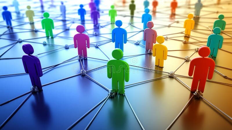 Colorful Figures Interconnected by Lines Showcasing Social Media ...