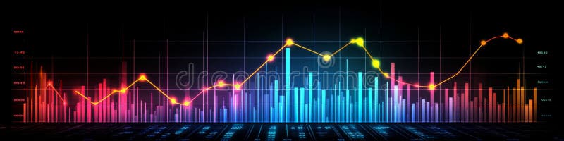 Vibrant Financial Chart with Gradient Blue Vertical Bars and Dynamic ...