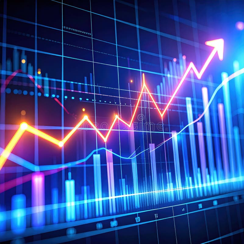 Vibrant Financial Growth Chart with Upward Trending Graph Lines and ...