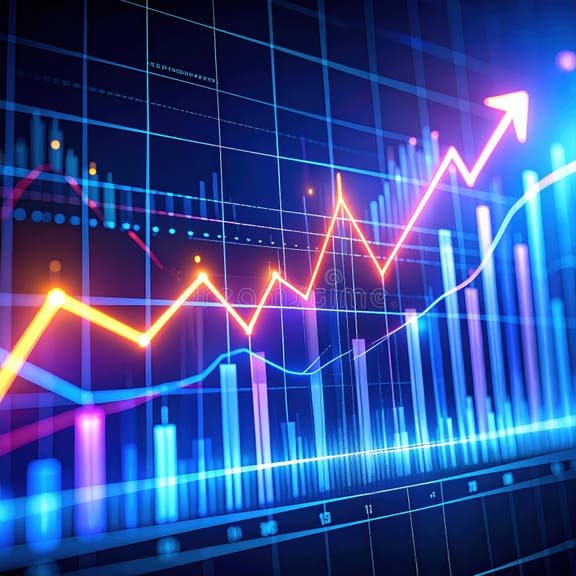 Vibrant Financial Growth Chart with Upward Trending Graph Lines and ...