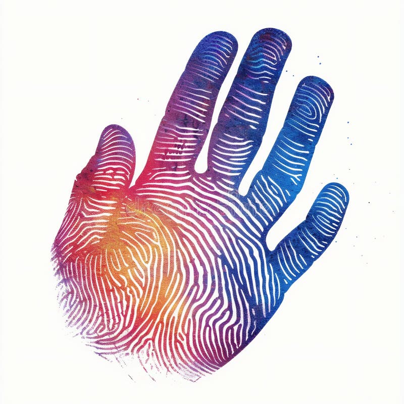 Vibrant Fingerprint Artwork Isolated on White. Generative Ai Stock ...