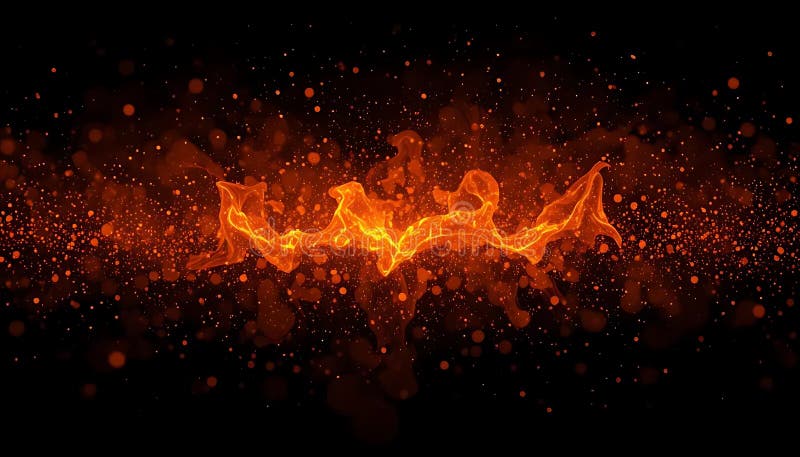 Abstract Fire Flame with Orange Sparks on a Dark Background Creating a ...