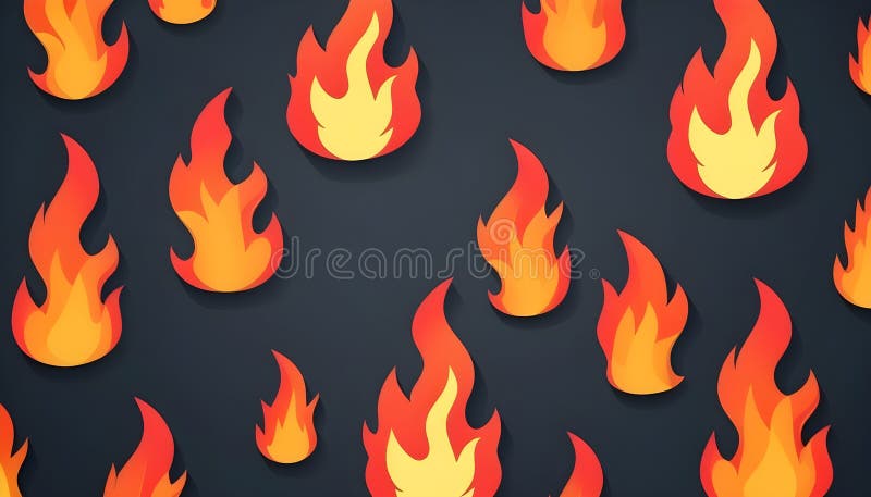 Vibrant Fire Flames Pattern – Dynamic and Fiery Abstract Design Stock Illustration ...