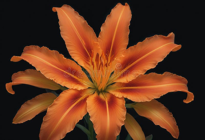 A Vibrant Fire Lily Blooming Against a Stark Black Background Stock ...