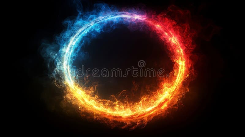 Vibrant Fire and Smoke Circle Design with Dynamic Colors Stock ...