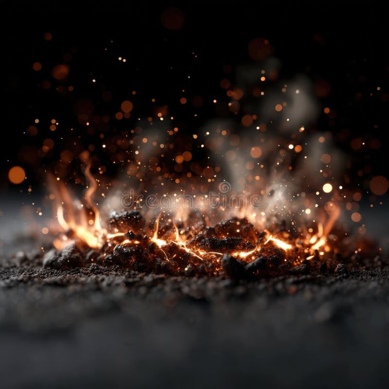 A Vibrant Fire Square Frame on a Dark Black Background Stock Image ...