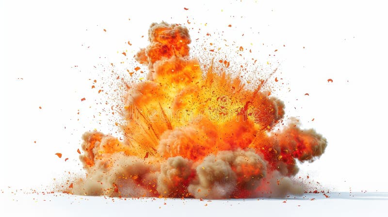 Vibrant Fireball Explosion Captured Against a Stark White Background ...