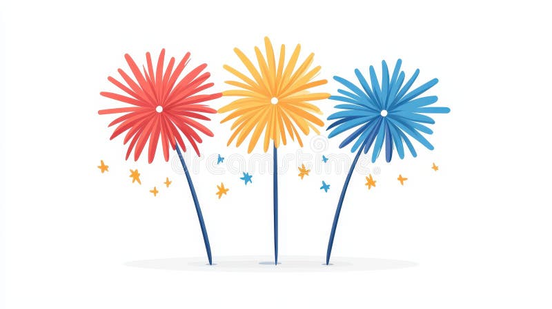 Vibrant Firework Design on a White Backdrop, Showcasing Modern Flat ...