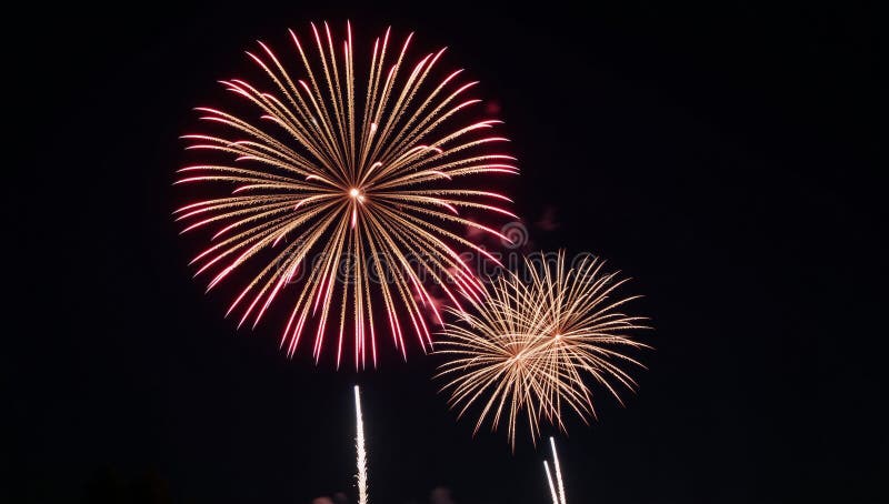 Vibrant Firework Display Against Starry Backdrop at Nighttime Stock ...