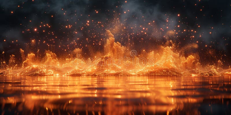 A Vibrant Firework Exploding in the Center of a Calm Body of Water ...