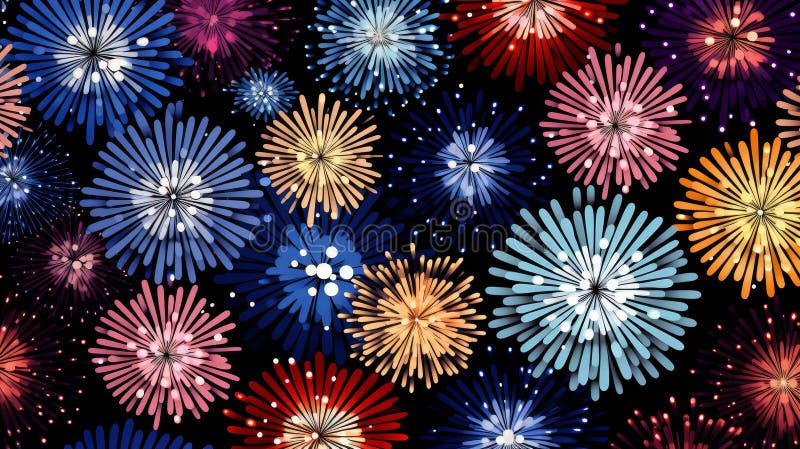 Vibrant Firework Illustration with Flat Texture, Whimsical Details, and ...
