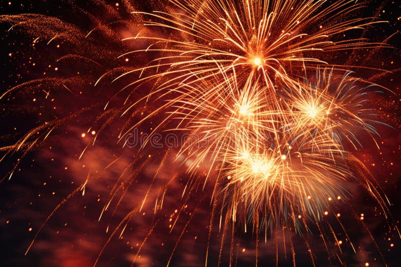 A Vibrant Firework Lighting Up the Dark Night Sky. Suitable for ...