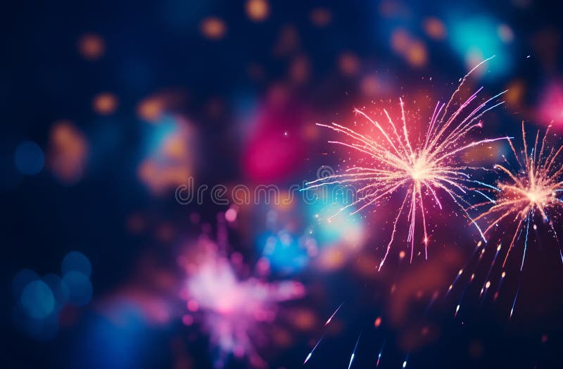 Vibrant Firework Spectacle with Bokeh Lights Stock Photo - Image of ...
