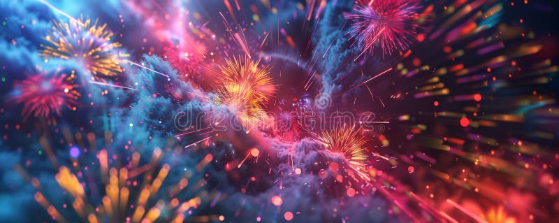 A Vibrant Fireworks Background with Explosive Colors and Textured Spark ...