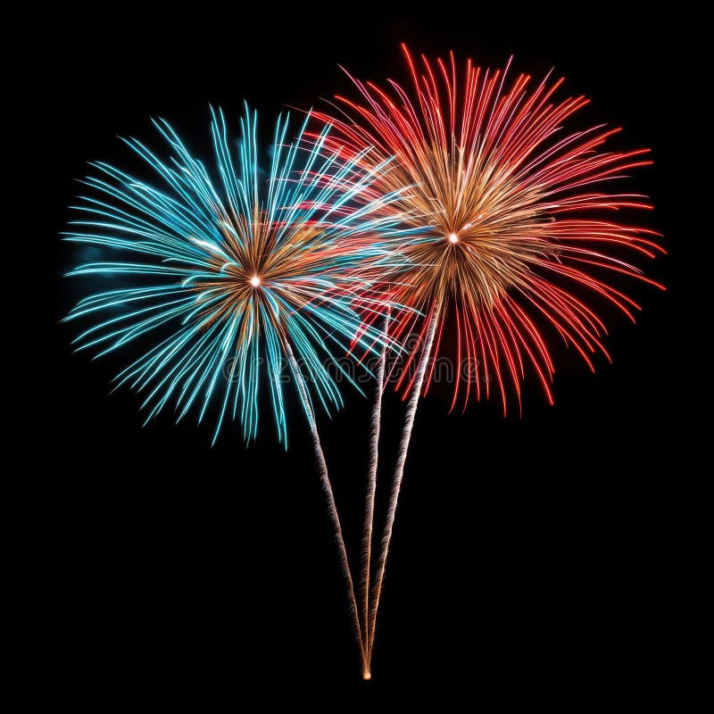 Vibrant Fireworks Bursting in Night Sky with Bright Colors Stock ...