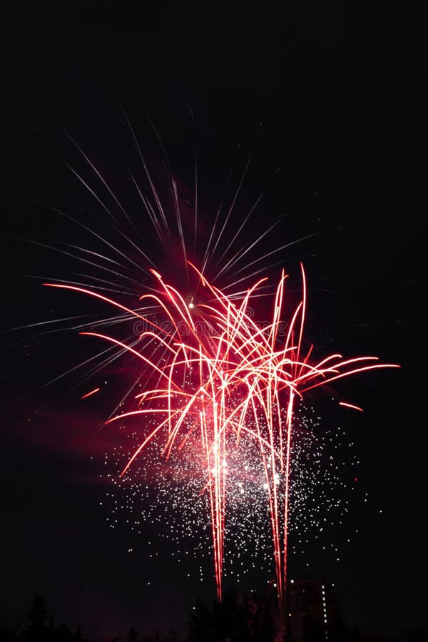 Fireworks during the Canada Day in Edmonton Stock Image - Image of ...