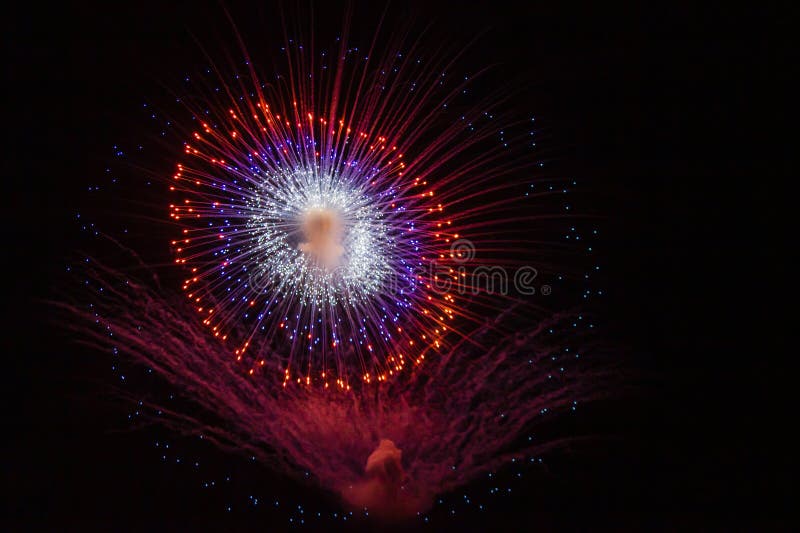 Vibrant Fireworks Display on Dark Night Sky Stock Photo - Image of ...