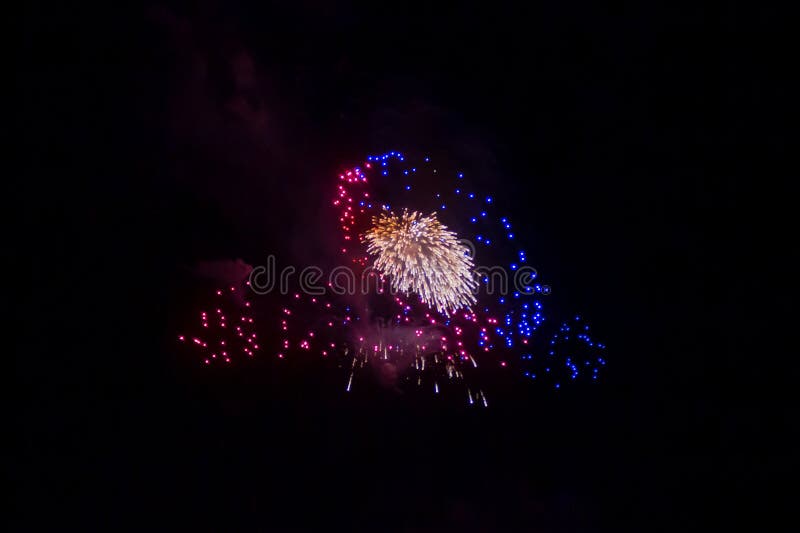 Vibrant Fireworks Display on Dark Night Sky Stock Photo - Image of ...
