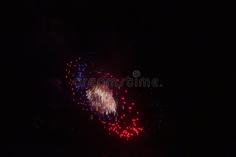 Vibrant Fireworks Display on Dark Night Sky Stock Photo - Image of ...